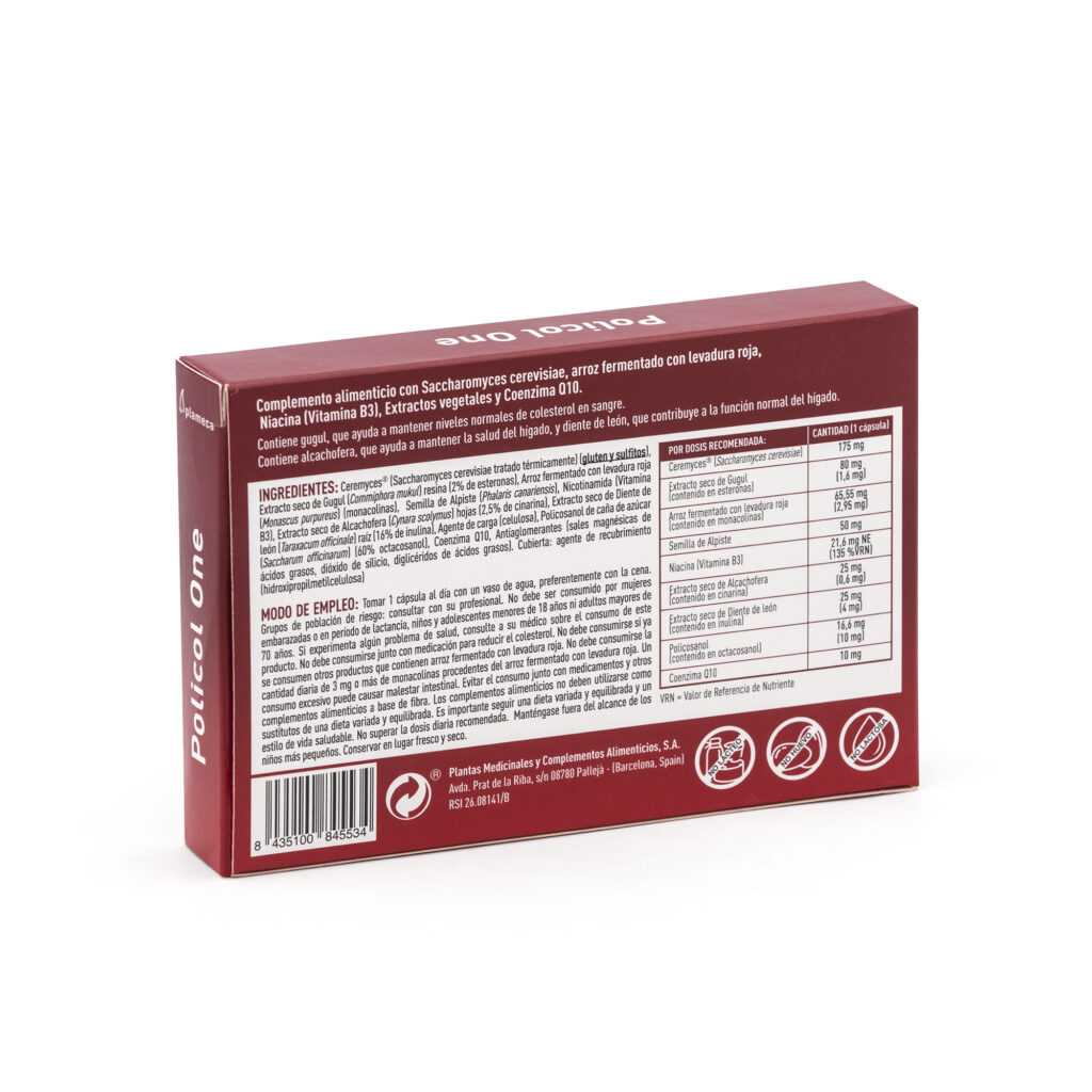 Policol One Cholesterol, Capsules Red Yeast Rice, 30 Vegetable Capsules